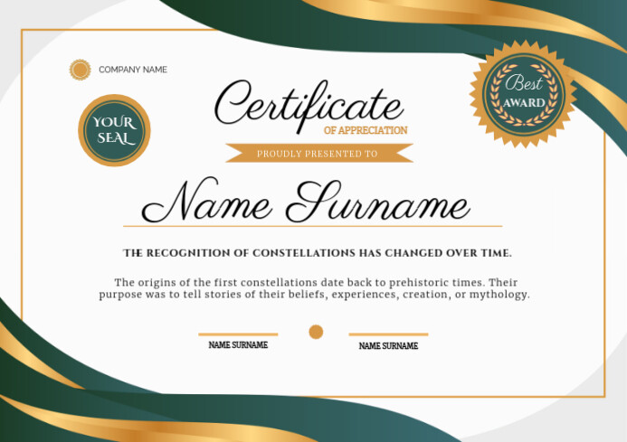 Formal Recognition Of Support And Dedication Template | PosterMyWall