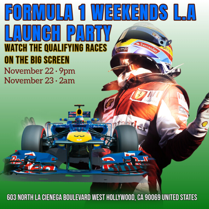 Plantilla de Formula 1 Weekends Party Instagram Post | PosterMyWall