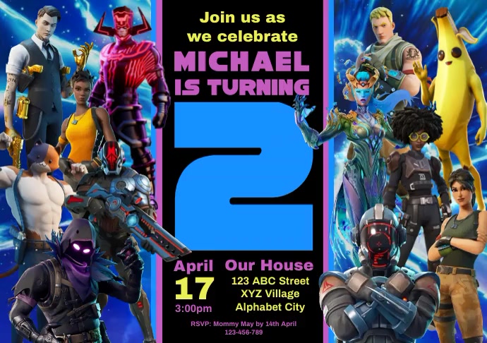 Fortnite Birthday Invitation Template | PosterMyWall