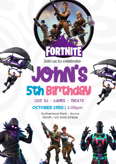 Fortnite Kids Birthday Invite Template | PosterMyWall