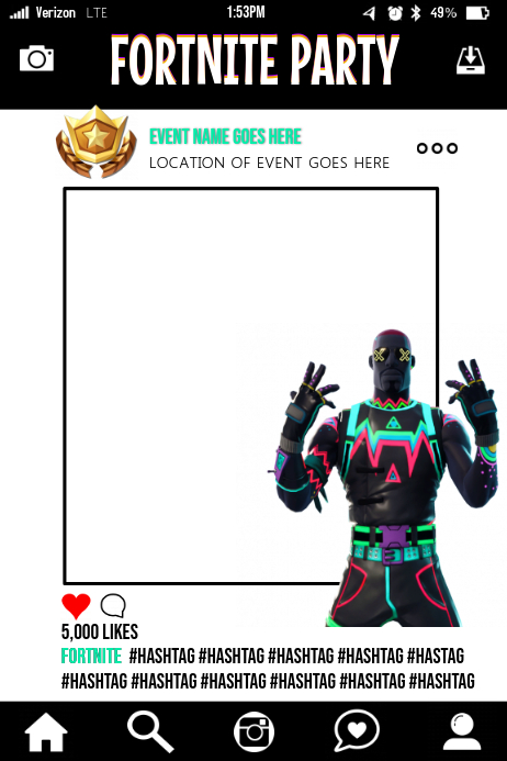 Fortnite Party Prop Frame | PosterMyWall