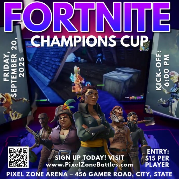 Fortnite Tournament Poster Template | PosterMyWall