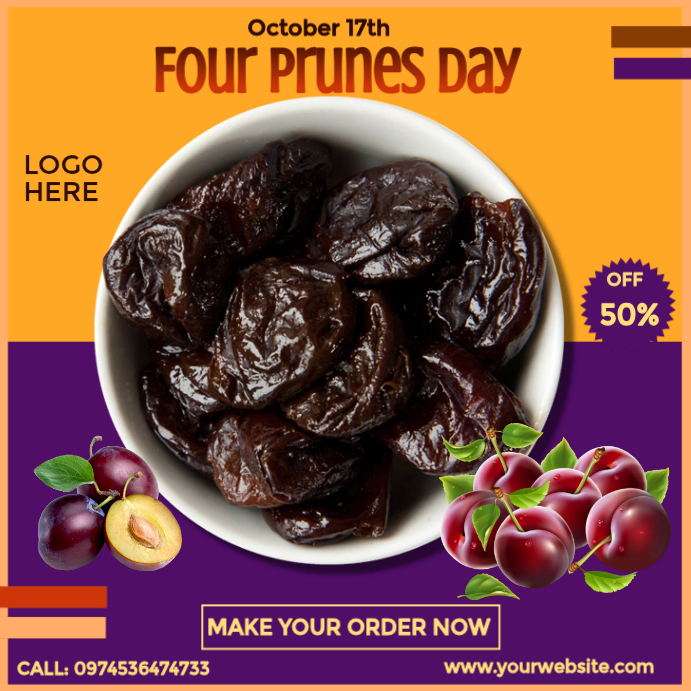 Four Prunes Day Template | PosterMyWall