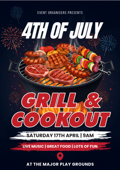 Fourth of July barbecue party Template | PosterMyWall