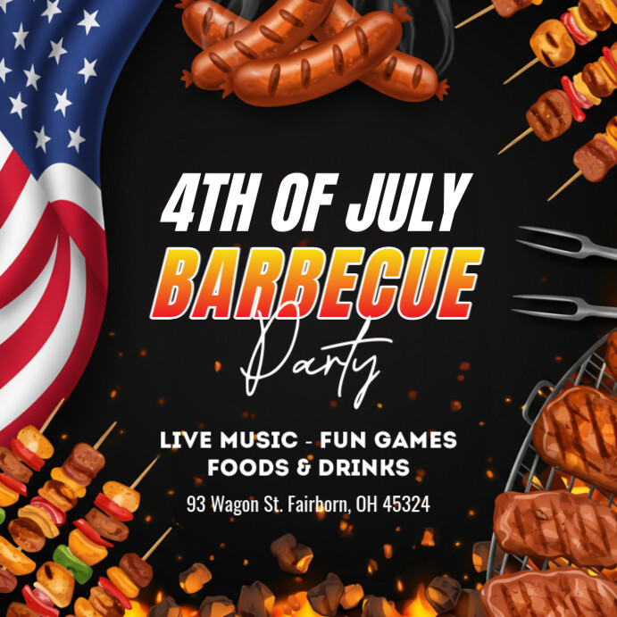 Fourth of July barbecue party Template | PosterMyWall