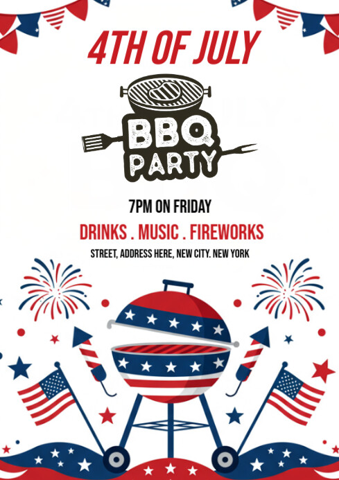 Fourth of July barbecue party Template | PosterMyWall