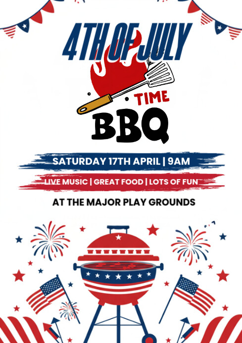 Fourth of July barbecue party Template | PosterMyWall