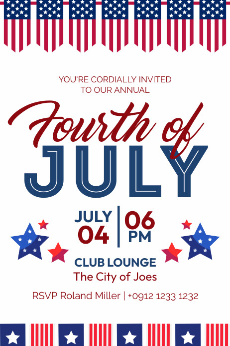 Plantilla de Fourth of July Invitation Club | PosterMyWall