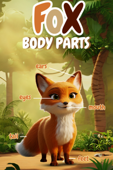 Fox Body Parts Learning Poster Templat | PosterMyWall