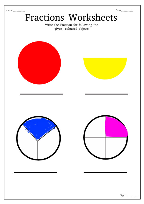 Fractions Worksheets for Kids Template | PosterMyWall