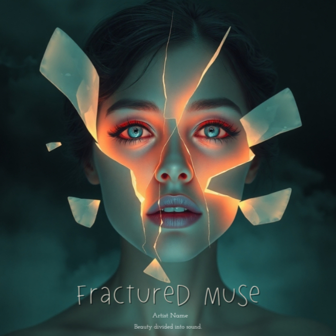 Fractured Muse – surreal broken-portrait album cover with artistic face ...