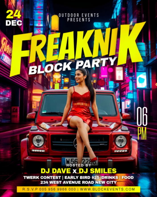 Freaknik Block Party Freak Nik Themed Street Night Club Music Dj Event ...