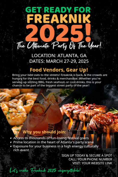 Freaknik Party Vendor Call Poster Template | PosterMyWall
