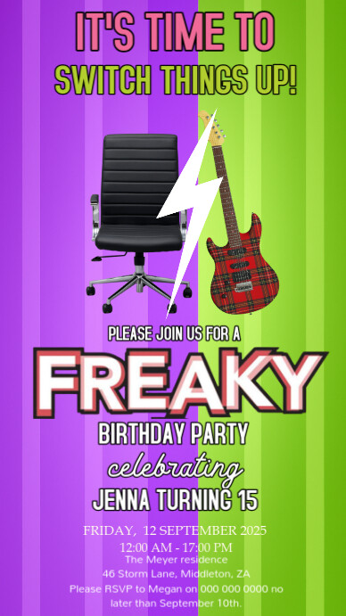 Freaky Friday inspired birthday party design template | PosterMyWall