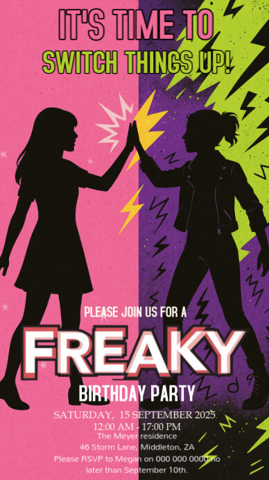Freaky Friday inspired birthday party invite design template | PosterMyWall