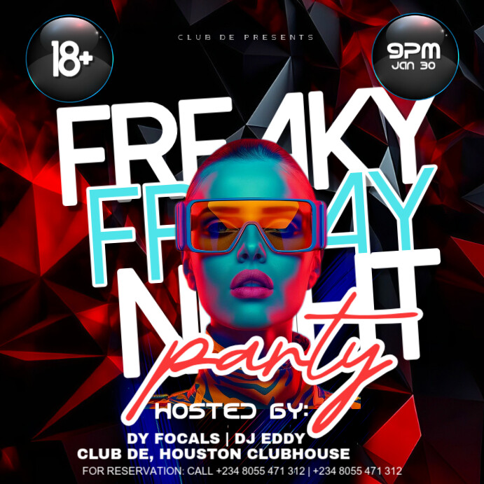 Freaky Friday night party black flyer Instagram post Templat | PosterMyWall