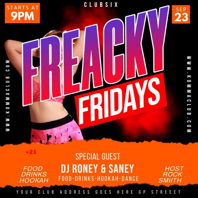 Plantilla de freaky friday night party | PosterMyWall