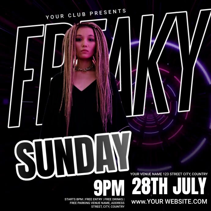 Modèle Freaky sunday night party | PosterMyWall