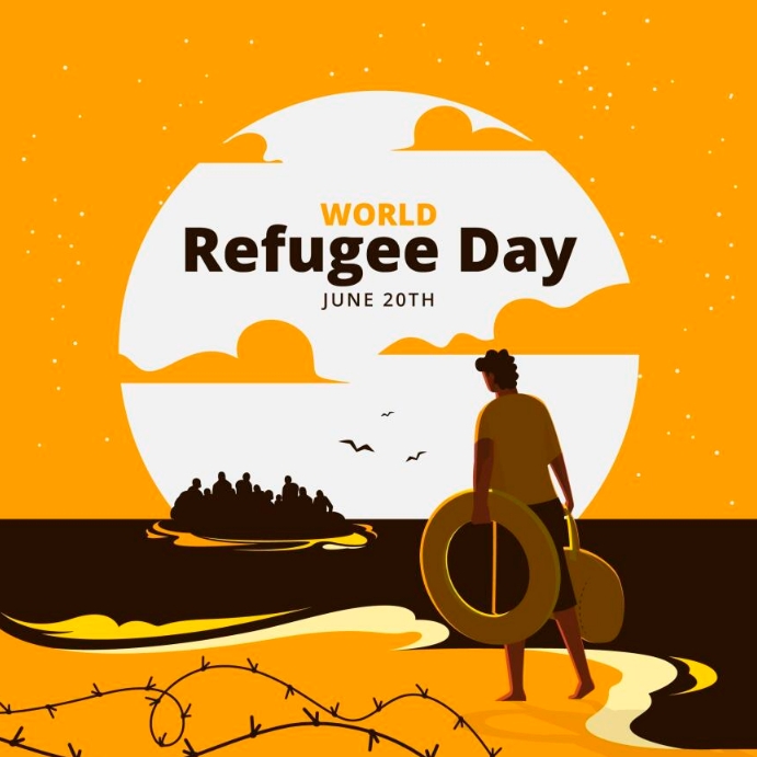 Copy of Free birds caged man concept refugee day (2) | PosterMyWall