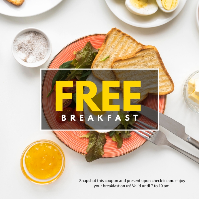 Free Breakfast Promotion Hotel & Resort Template | PosterMyWall