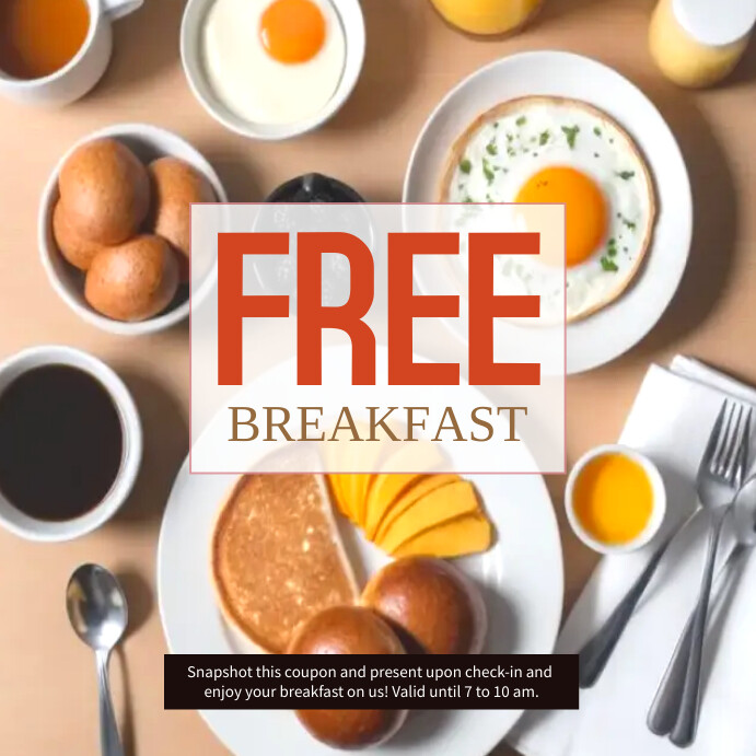 Free Breakfast Promotion Hotel & Resort Template | PosterMyWall