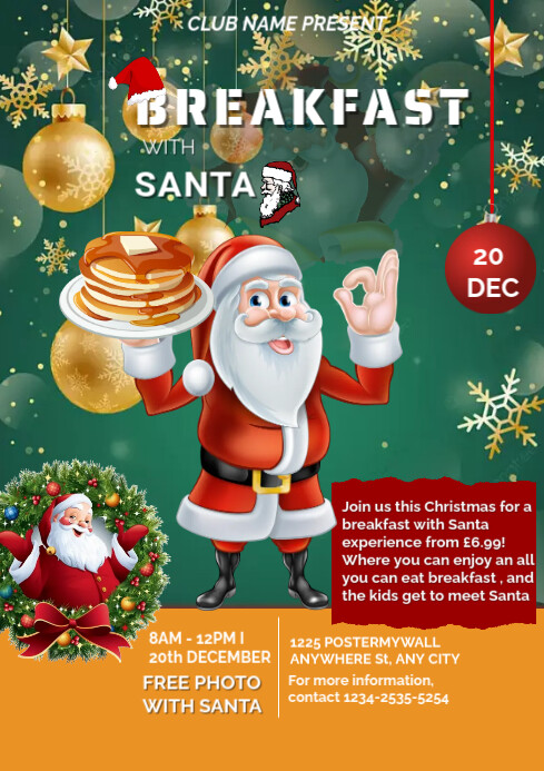 Plantilla De Desayuno Con Santa
