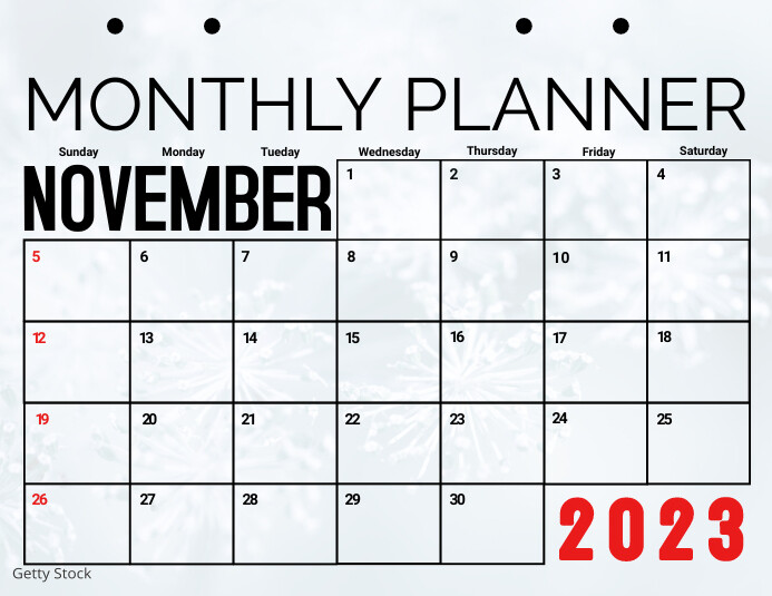 Copy of MONTHLY PLANNER NOVEMBER 2023 | PosterMyWall