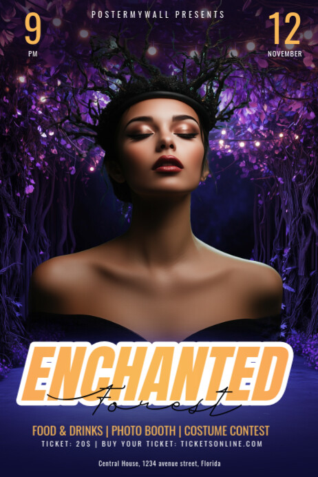 Free Purple Maximalist Enchanted Forest Poster Template | PosterMyWall