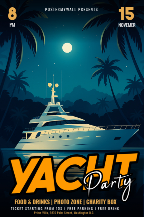 Free Yacht Party Editable Template | PosterMyWall