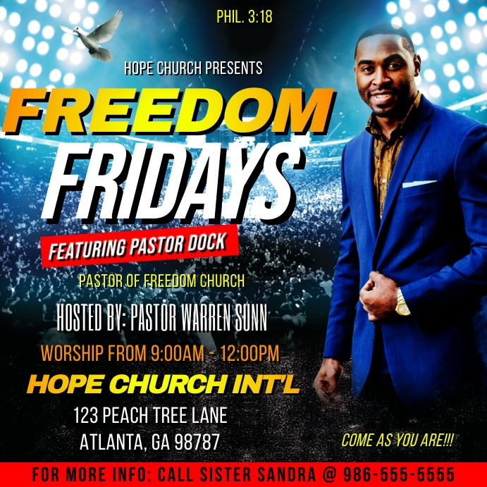 Copy of FREEDOM FRIDAYS CHURCH FLYER TEMPLATE | PosterMyWall