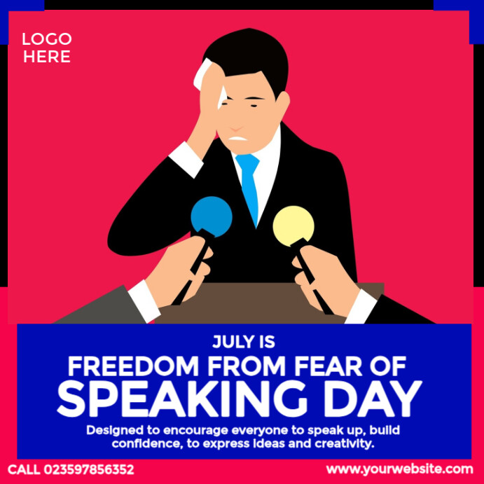 Freedom From Fear of Speaking Day Template | PosterMyWall
