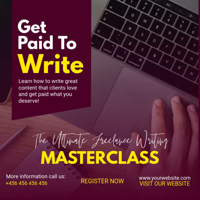 freelance writing masterclass flyer (1) Template | PosterMyWall
