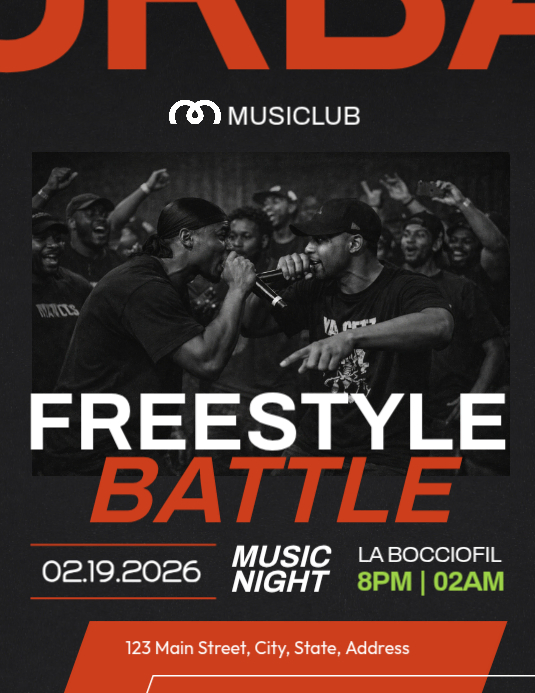 Plantilla de Freestyle Rap Battle Flyer – Hip Hop Music Night Event ...