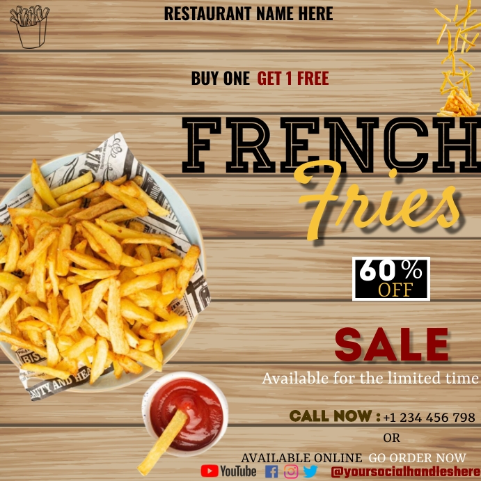 Copy of FRENCH FRIES FLYER TEMPLATE | PosterMyWall