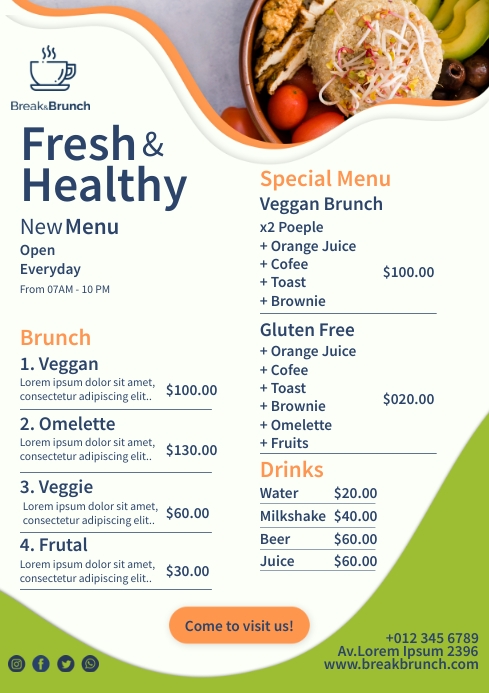 Fresh & Healthy Menu Template | PosterMyWall