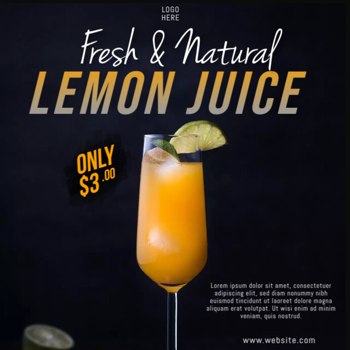 Fresh & Natural Lemon Juice Template | PosterMyWall