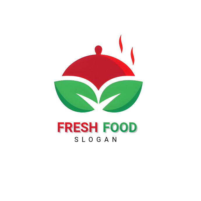 Copy of Fresh and Hot Food Logo with Cloche and Green Leaves | PosterMyWall
