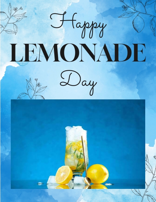 Plantilla de Fresh Blue Aesthetic Happy Lemonade Day Flyer | PosterMyWall