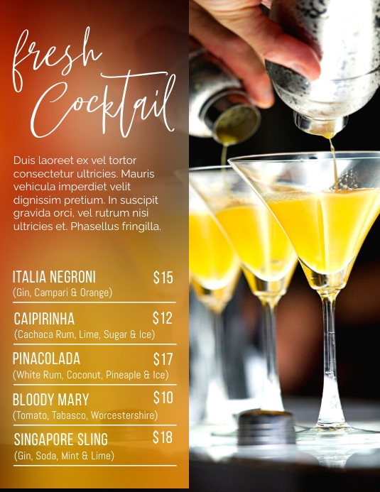 Copy of Fresh Cocktail menu template | PosterMyWall