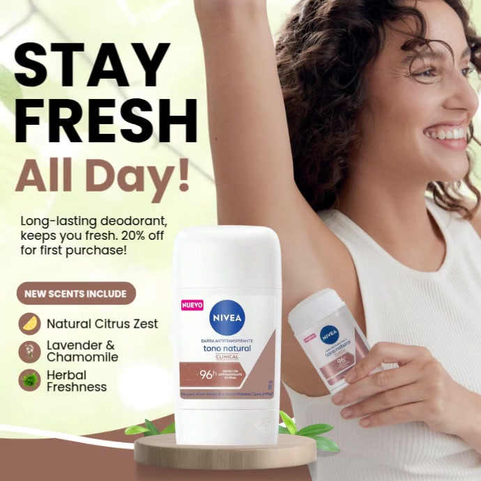 Fresh Deodorant All Day Ads เทมเพลต | PosterMyWall