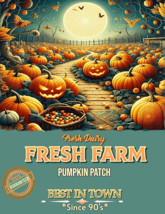 Modèle Fresh farm pumpkin patch flyer/poster design template | PosterMyWall