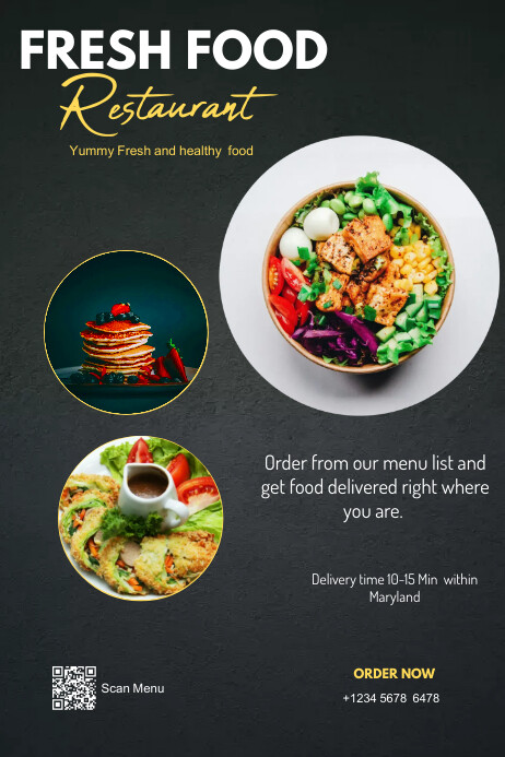 Modèle Fresh food restaurant template | PosterMyWall