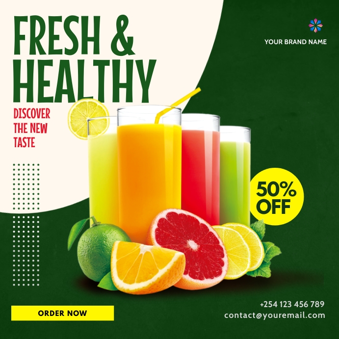 Brosur Brosur Menu Makanan Jus Buah Segar Templat | PosterMyWall