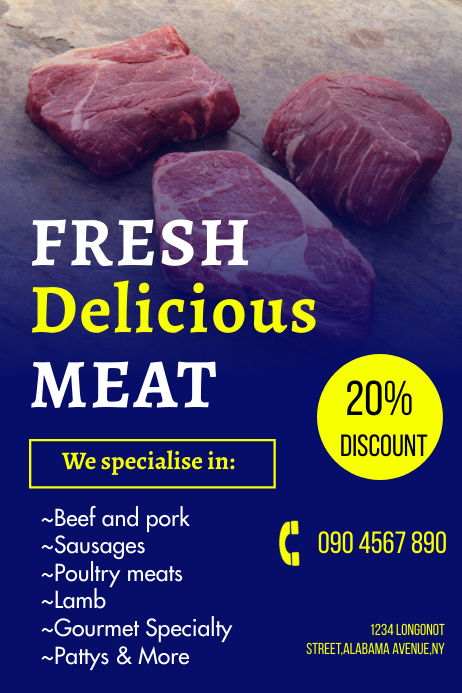 FRESH MEAT FLYER Template | PosterMyWall