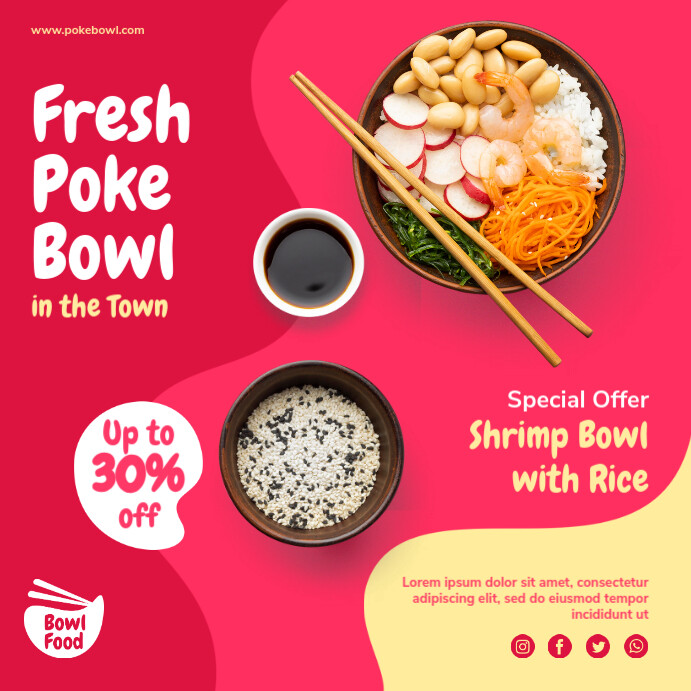 Fresh Poke Bowl Flyer Template | PosterMyWall