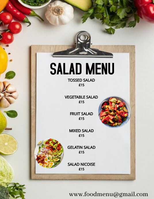 Fresh salad menu flyer,poster and ad. Template | PosterMyWall