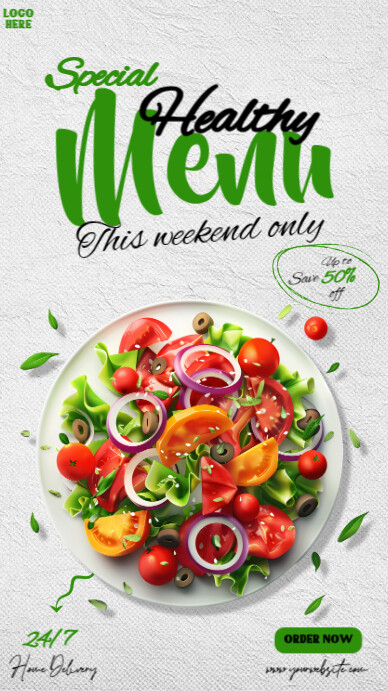 Plantilla de Fresh Salad Menu Template | PosterMyWall