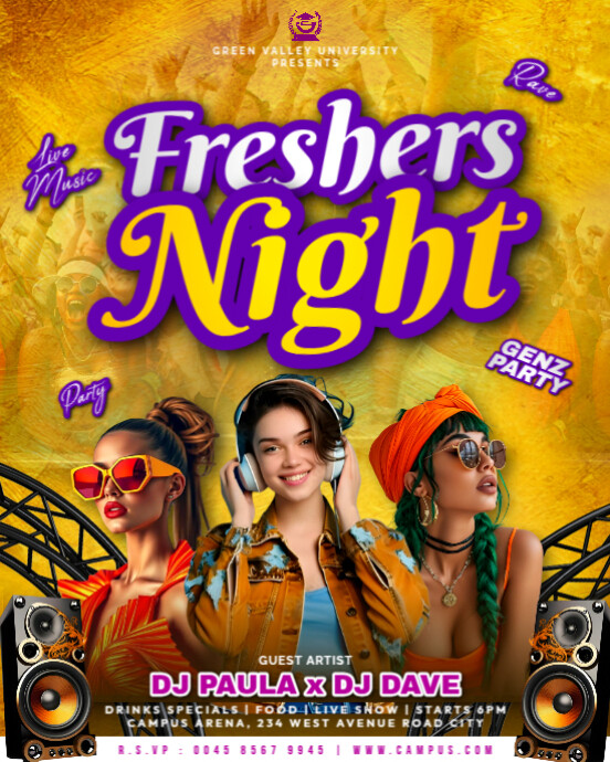 Freshers campus welcome night music dj artist party freshman event ...