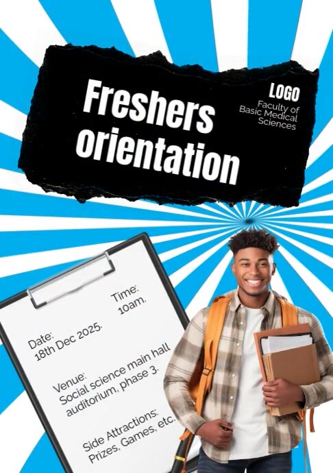 freshers orientation university and college poster Template | PosterMyWall