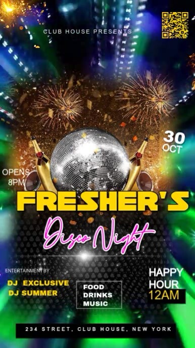 freshers party night Template | PosterMyWall